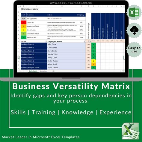 Employee Staff Office Skills Versatility Matrix Training