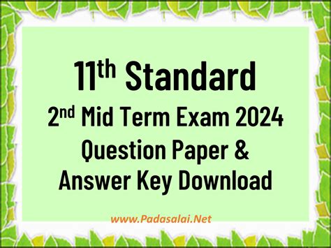 11th Computer Applications 2nd Mid Term Exam 2024 Question Papers
