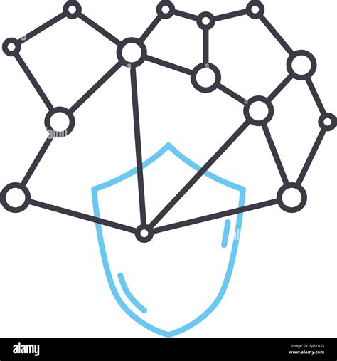 Network Shield Line Icon Outline Symbol Vector Illustration Concept Sign Stock Vector Image