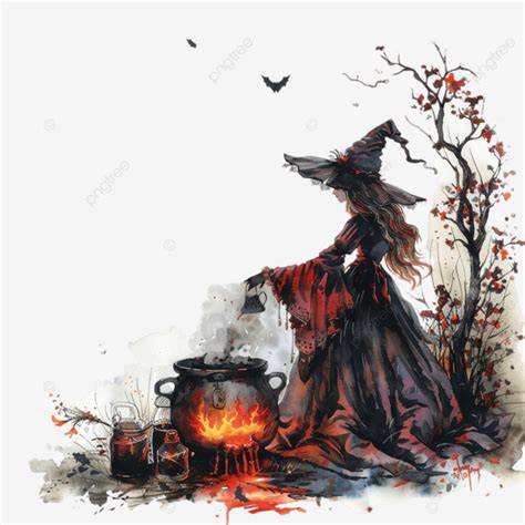 할로윈 마녀는 가마솥에서 독약을 요리합니다 할로윈 마녀 마법 Png 일러스트 및 이미지 에 대한 무료 다운로드 Pngtree