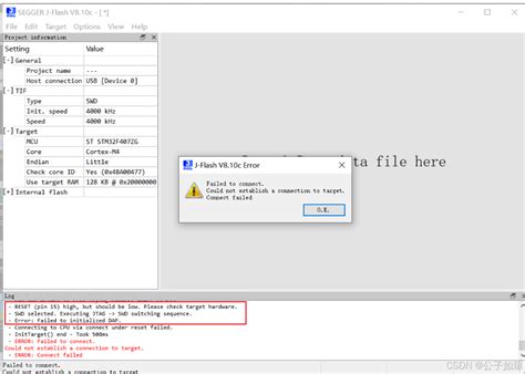 Stm32使用arm仿真器swd口烧录程序报错 Reset Pin 15high But Should Be Low Please