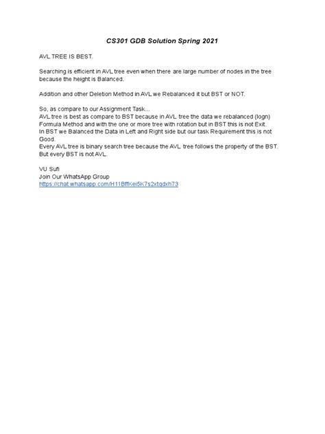 Cs301 Gdb Solution Spring 2021 Vu Sufi Pdf