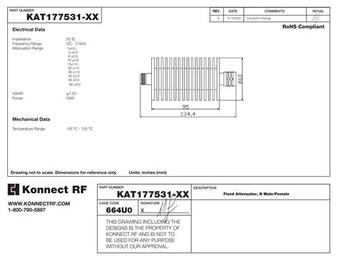 Fixed Attenuator N Male Female DC GHz W DB Ohm KonnectRF