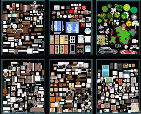 مجموعه بلوکها و آبجکتهای اتوکد مبلمان رنگی برای اتوکد برخی از آبجکت های