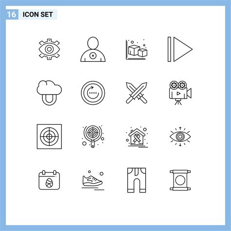 Group Of 16 Modern Outlines Set For Protection Computing Man Play Modeling Editable Vector