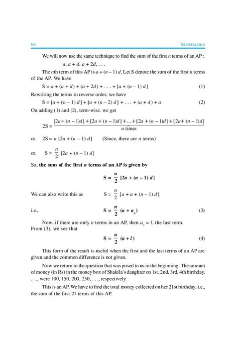 Ncert Book Class 10 Maths Chapter 5 Arithmetic Progressions Pdf Aglasem