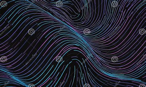 Digital Swirling Pattern Blue And Purple Lines Creating Sense Movement And Dynamism Stock