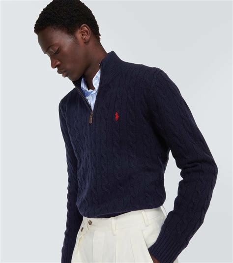 Ralph Lauren Zip Sweater Long Sleeve Cable Half Zip Sweater Fawn