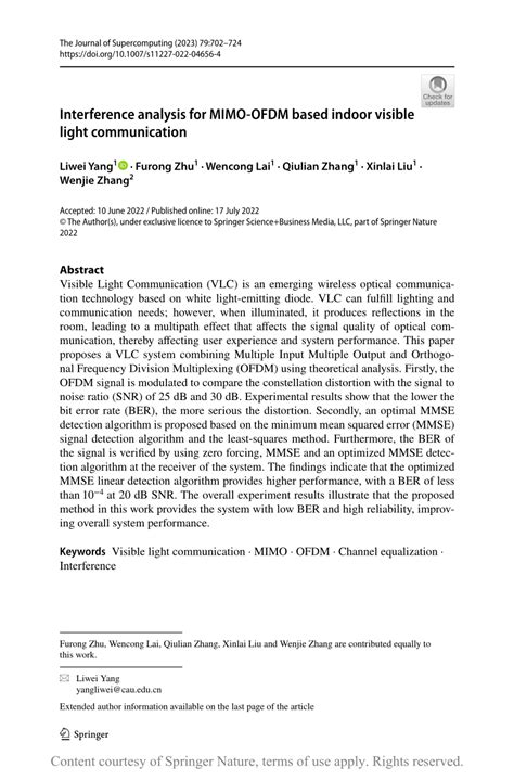 Interference Analysis For Mimo Ofdm Based Indoor Visible Light