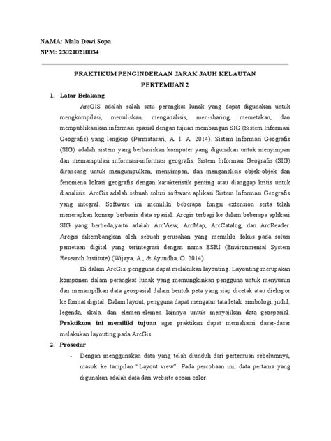 Laporan Praktikum Penginderaan Jarak Jauh Kelautan Layouting Arcgis Pdf