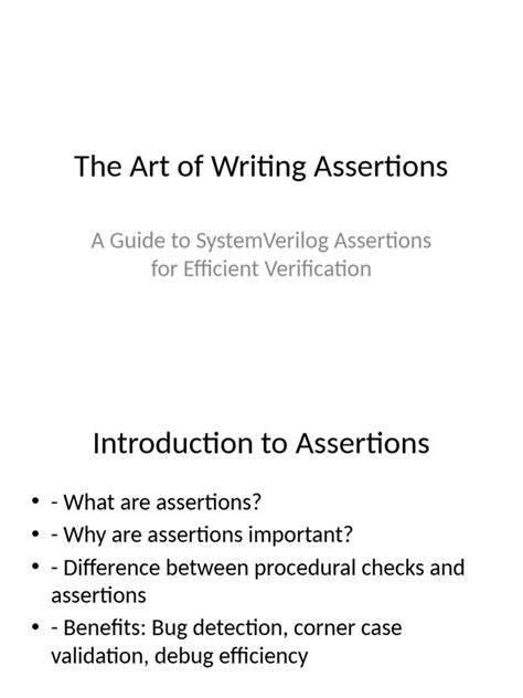 Art Of Writing Assertions Examples Pdf Formal Verification Computing