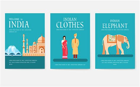 인도 국가 장식 여행 투어 개념의 집합입니다 문화 전통 잡지 책 포스터 추상 요소 벡터 장식 민족 인사말 카드 또는 초대장 디자인 배경 건축에 대한 스톡 벡터 아트 및 기타