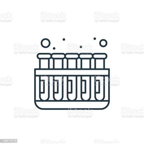 흰색 배경에서 격리된 테스트 튜브 벡터 아이콘입니다 웹 사이트 디자인 및 모바일 앱 개발을위한 개요 얇은 라인 테스트 튜브 아이콘 얇은 선 테스트 튜브 윤곽선 아이콘 벡터