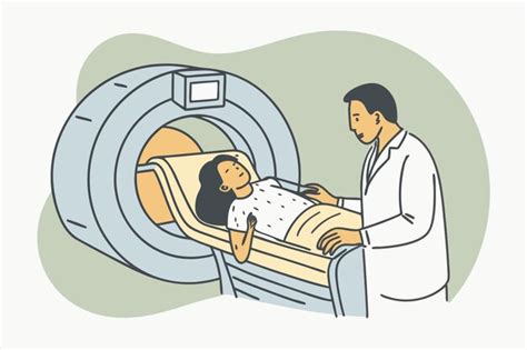 Sketch Of Indian Doctor Taking A Patients To Ct Scan Hand Drawn Vector Image Vector Illustration