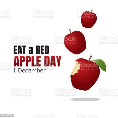 빨간 사과의 날 벡터 일러스트레이션을 먹는다 인사말 카드 포스터 및 배너에 적합합니다 가을에 대한 스톡 벡터 아트 및 기타 이미지 가을 건강한 식생활 과일 Istock