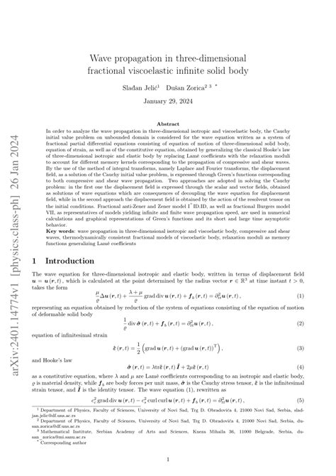 Pdf Wave Propagation In Three Dimensional Fractional Viscoelastic Infinite Solid Body