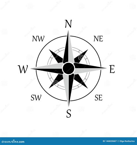 Illustration Of A Compass Rose Vector Icon Eps 10 Vector Stock Vector Illustration Of