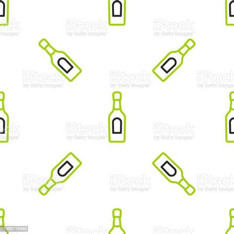 라인 샴페인 병 아이콘 흰색 배경에 원활한 패턴을 격리 벡터 공휴일에 대한 스톡 벡터 아트 및 기타 이미지 공휴일 기념일