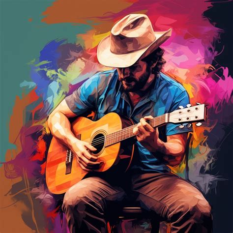 Country Music Player With Guitar Guitar Wall Art Guitar Art Fathers