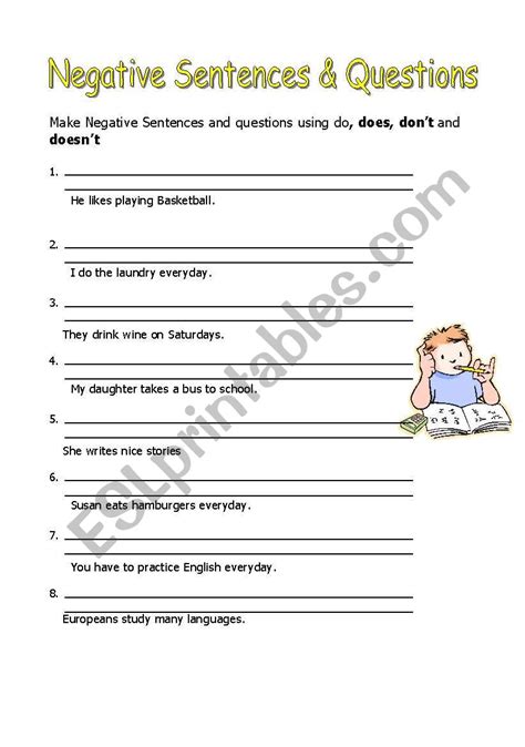 Negative And Questions Esl Worksheet By Mauro78