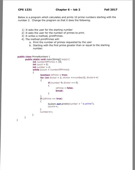 solved cps 1231 chapter 6 lab 2 fall 2017 below is a program