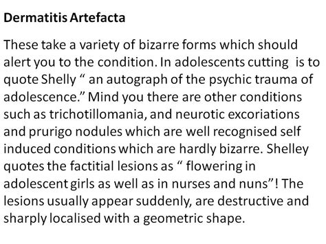 Consultations In Dermatology Factitial Scars Dermatitis Artefacta