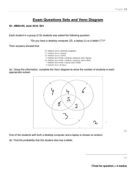 Exam Questions Sets And Venn Diagram Pdf