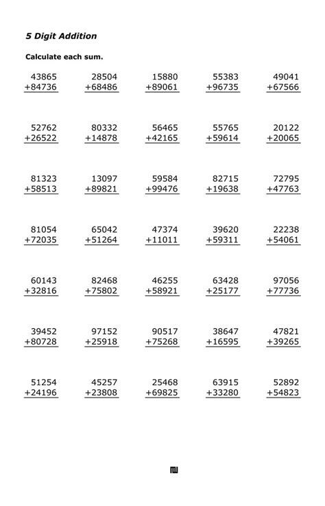 2 Digit Plus 2 Digit Addition 3 Digit Plus 3 Digit Addition 4 Digit