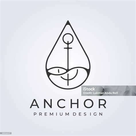 항해 앵커 로고 아이콘 기호 라인 아트 해양 기호 템플릿 배경 벡터 일러스트레이션 디자인 강철에 대한 스톡 벡터 아트 및 기타 이미지 강철 개념 골동품 Istock