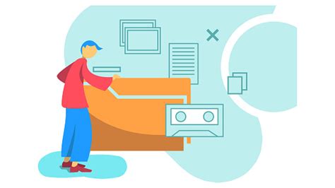 검색 결과 웹 가시성 일러스트 개념 폴더 데이터베이스에서 뭔가를 찾고 귀여운 만화 남자 플랫 라인 아이콘 웹 및 모바일 디자인에