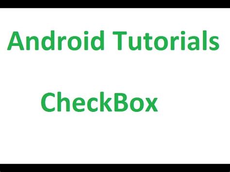 Android Tutorials CheckBox Example YouTube