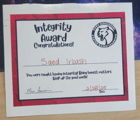 Character Trait Of The Month Integrity Mrs Filas Class Character Trait Of The Month Integrity Mrs Filas Class