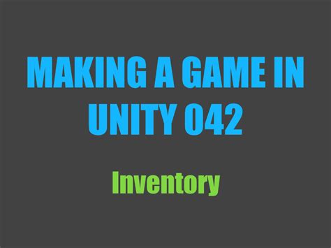 Making A Game In Unity 042 Inventory Tom Weiland