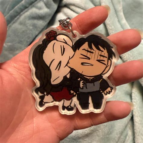 Custom Love Bite Chibi Couple Commission Keychain Sticker Cute Ych