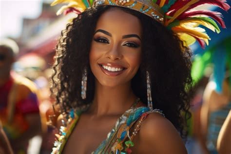 Premium Ai Image Very Beautiful Hot Latin Girl Wear Carnival Dress A