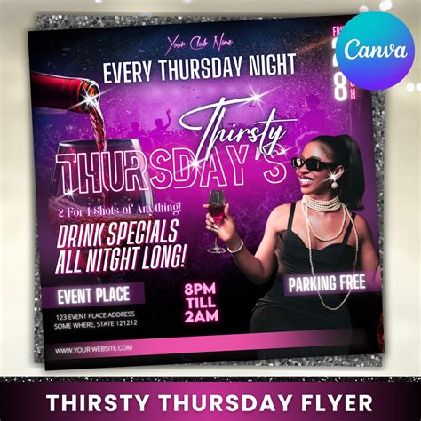 Thirsty Thursday Party Flyer Thursdays Party Flyer Thursday Nightclub