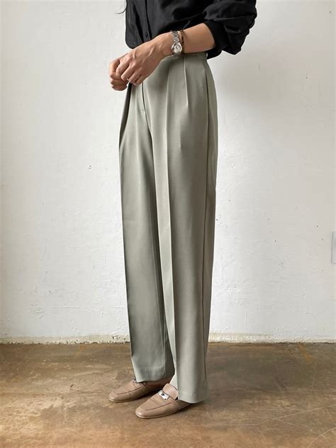 가을 최강 스판 슬랙스 히든밴딩 더블 핀턱 와이드 팬츠 루즈핏 여성 정장바지 스타일라떼