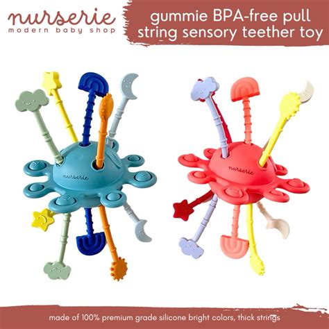 New Gummie Bpa Free Pull String Sensory Teether Toy Babies Teething