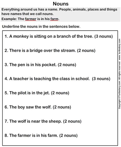 Identifying Nouns Worksheets 99worksheets