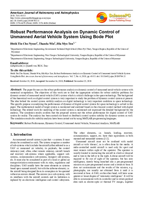 Pdf Robust Performance Analysis On Dynamic Control Of Unmanned Aerial