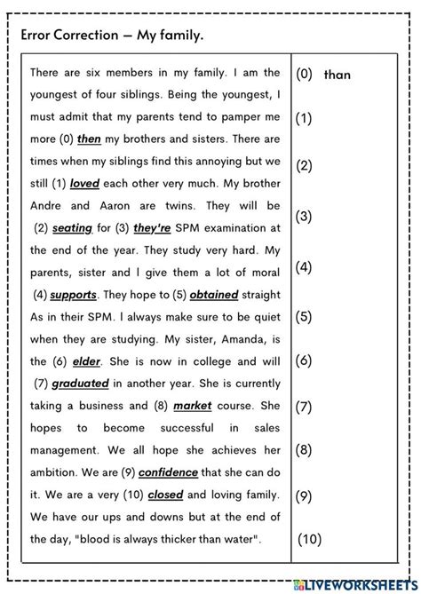 Pdf Online Exercise Error Correction Grammar Worksheets English As A Second Language