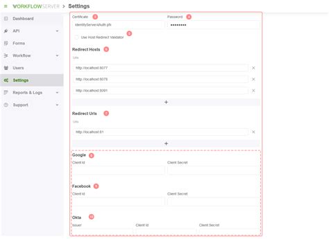 Security Settings Documentation Workflowserver