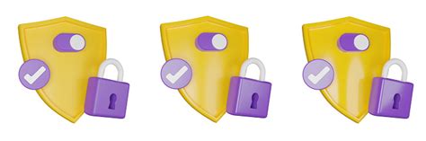 3d Shield Secure Icon Authentication Lock Check Mark Render Concept Secret Personal Data