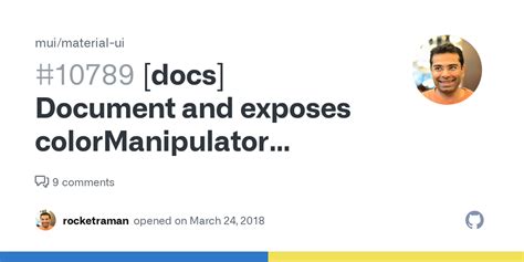 Docs Document And Exposes Colormanipulator Helpers · Issue 10789 · Muimaterial Ui · Github