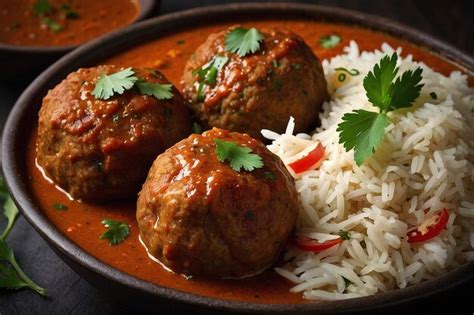 Delicious Malai Kofta With Jeera Rice Premium Ai Generated Image