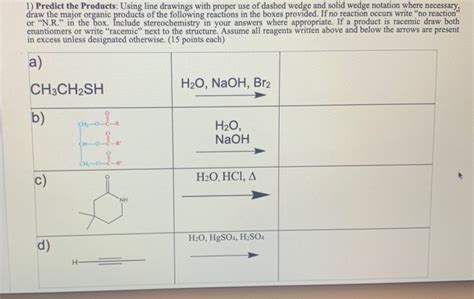 solved predict the products using line drawings with proper