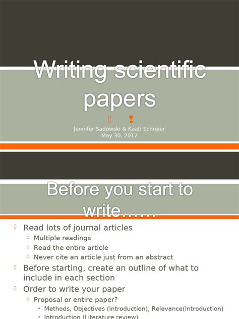 Tips On Writing A Scientific Reseearch Paper J Sadowski And K