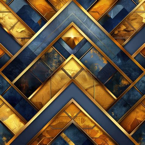 Abstract Geometric Pattern In Gold And Blue Stock Illustration Illustration Of Decorative