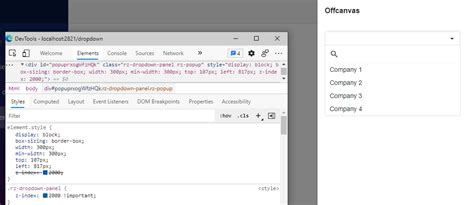 Bootstrap 5 Offcanvas With Filterable Dropdown Radzenblazor
