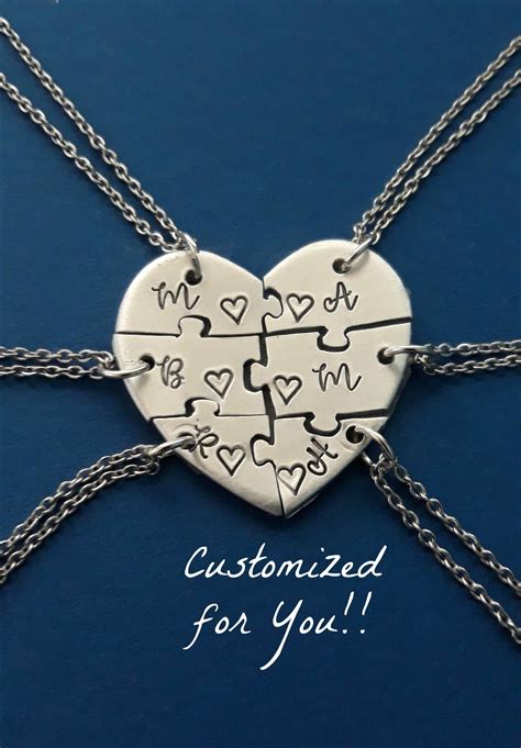 Six Heart Puzzle Piece Necklace 6 Piece Puzzle Set 6 Best Etsy